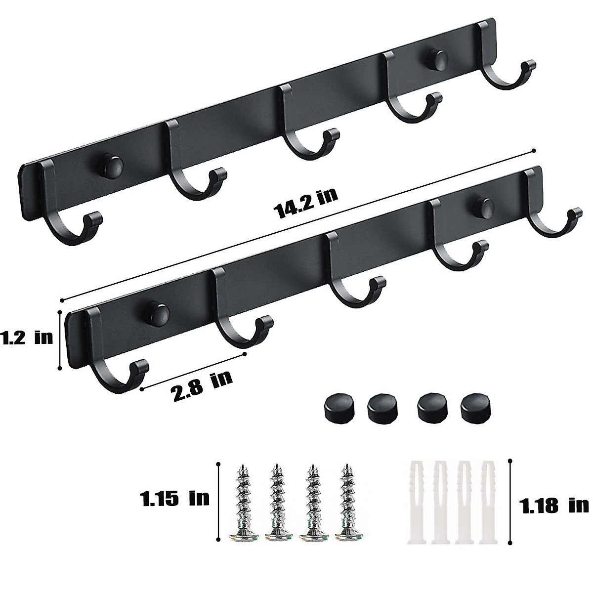 Yauende Wall Mounted Coat Rack, 5 Hanging Hooks Wall-Mounted for Entryway Kitchen Bathroom Storage Organizer Coat Rack for Hanging Coat, Towel, Bag, Robe, Hat