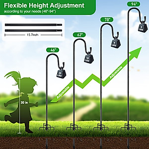 Bird Feeder Pole Hanger - 78 Inch Heavy-duty Shepherds Hooks for Outdoor Garden Decor,Adjustable 5 Prong Shepards Hook Hummingbird Feeder Stand for Hanging Birdfeeders,Wind Chime,Plant - Black