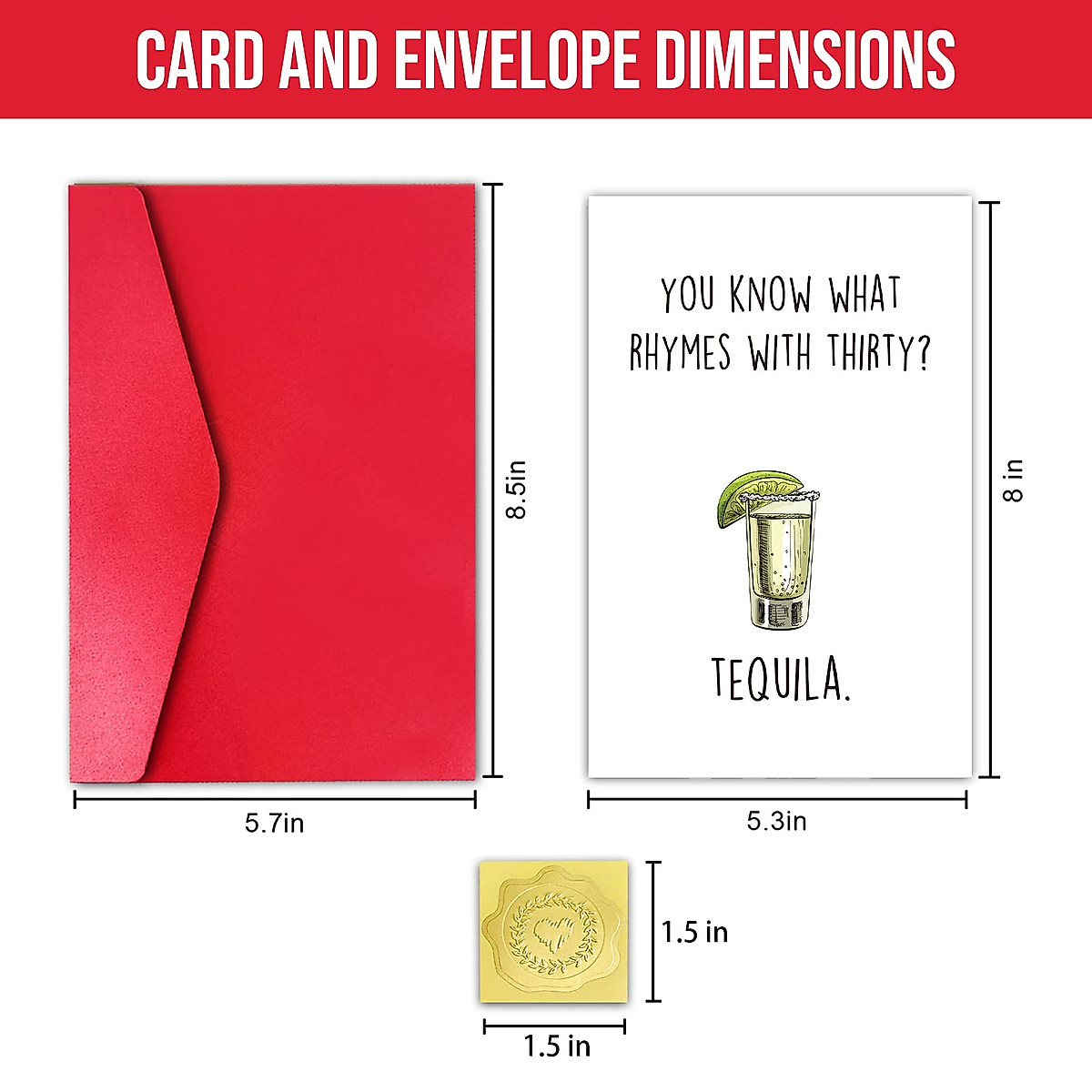 GYYsweetus Funny Tequila 30th Birthday Card, Hilarious 30 Year Old Birthday Gift for Him Her, Turning Thirty Bday Card for Sister Brother Coworker Best Friend