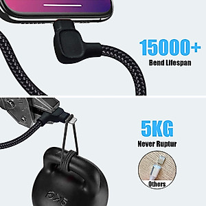 MFi Certified USB C to Lightning Cable 5FT Apple Fast Charger Cable iPhone 90 Degree Charger Cord Durable Braided Data Sync Charging Cable Compatible with iPhone 13/13Pro/12Pro 12 11/XS MAX X(Black)