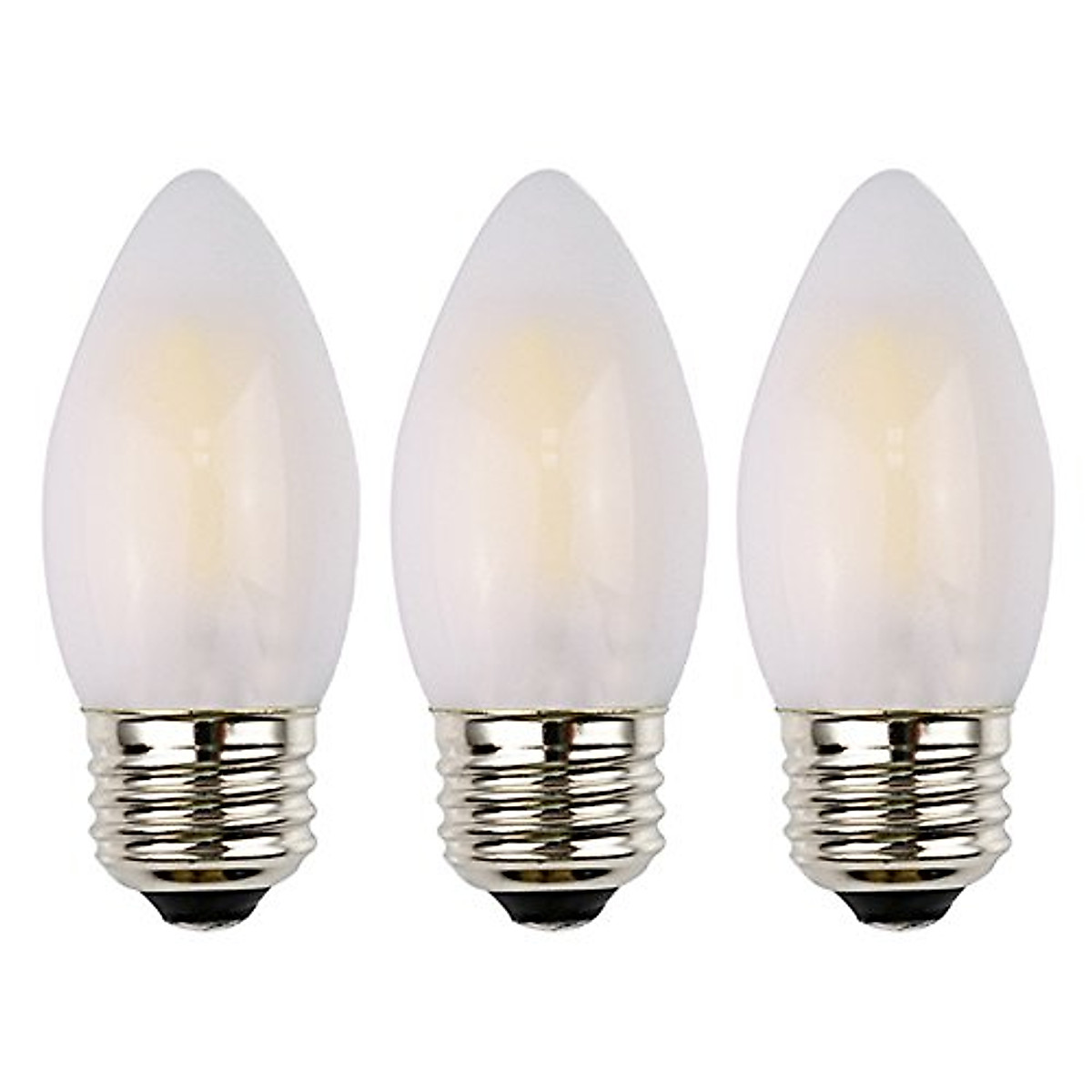 OPALRAY C35 LED Candelabra Bulb, 6W Dimmable, E26 Standard Base, 600LM 60W Incandescent Equivalent, 2700K Soft Warm White Light, Frosted Glass Housing, Torpedo Tip, 3-Pack