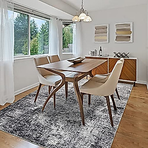 Area Rug Living Room Rugs - 8x10 Large Soft Indoor Neutral Modern Abstract Low Pile Washable Rug Carpet for Bedroom Dining Room Farmhouse Home Office - Grey