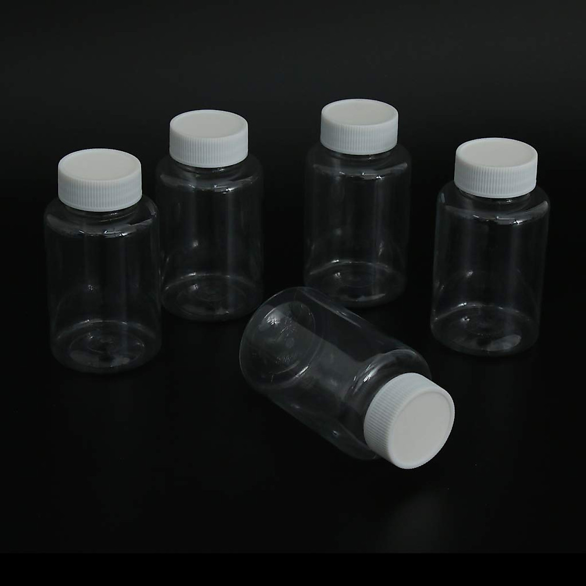 5pcs Graduated Reagent Bottles Laboratory Specimen Wide Mouth Bottles Containers Sterile Jars Threaded Bottles - White, 150mL