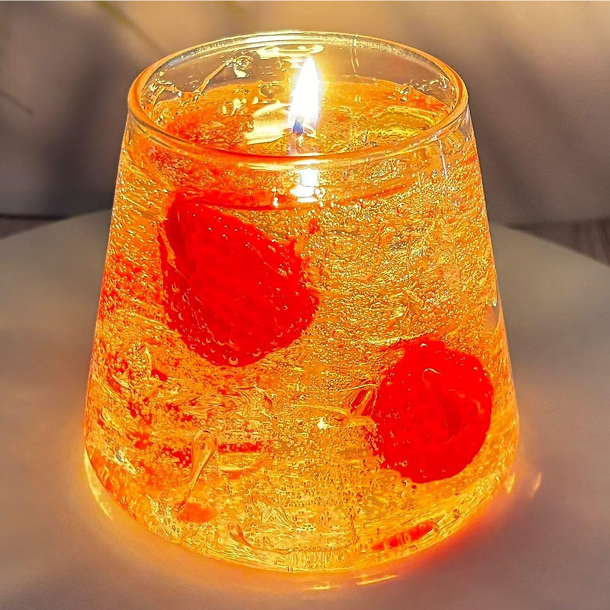 Decorative Jar Candles for Home Scented Aromatherapy Candle Long Lasting Cute Candles Gift for Women Mother's Thanksgiving Day Birthday Present Unique Jelly Wax Candle Strawberry