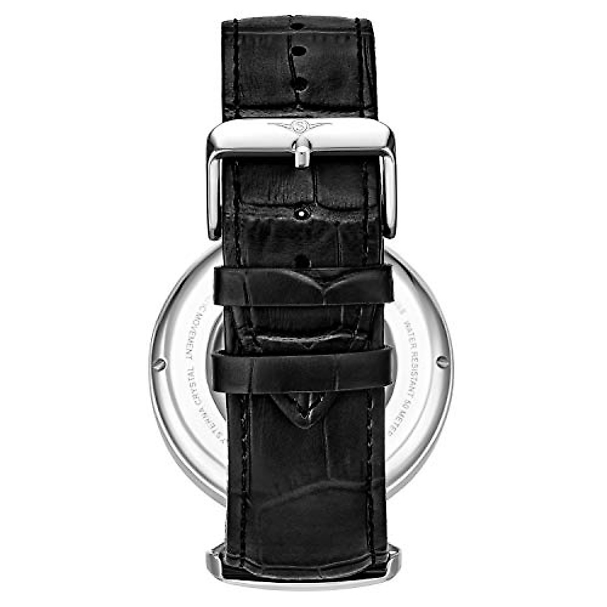 Stührling Original Mens Skeleton Watch Dial Automatic Watch with Calfskin Leather Band and - Dual Time, AM/PM Sun Moon