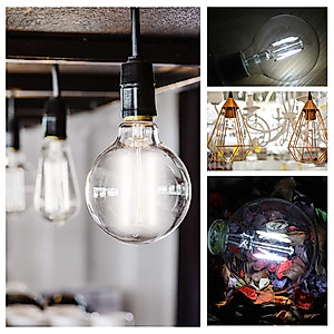 Energetic 12-Pack LED Globe G25 Dimmable Edison Light Bulb, 40 Watt Equivalent, 5000K,350LM, E26 Medium Screw Base, Christmas Light, G80 LED Edison Light Bulb, UL Listed…