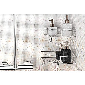 2-Pack 9" Rustproof Stainless Steel Corner Shower Caddy, Adhesive Bathroom Wall Mounted Storage Accessories Shower Shelf Organizer, Chrome