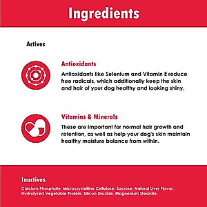 Pet Health Solutions Derm Tabs Extra Strength for Dogs - Natural Oil, Vitamins, Minerals, and Antioxidants - Support Healthy Skin and Reduce Shedding - 360 Chewable Tablets