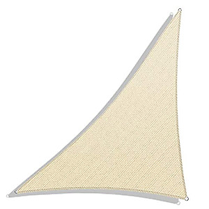 Windscreen4less 8' x 8' x 11.3' Triangle Sun Shade Sail - Beige Durable UV Shelter Canopy Fabric Cloth Screen Water Permeable & UV Resistant for Patio Outdoor Backyard