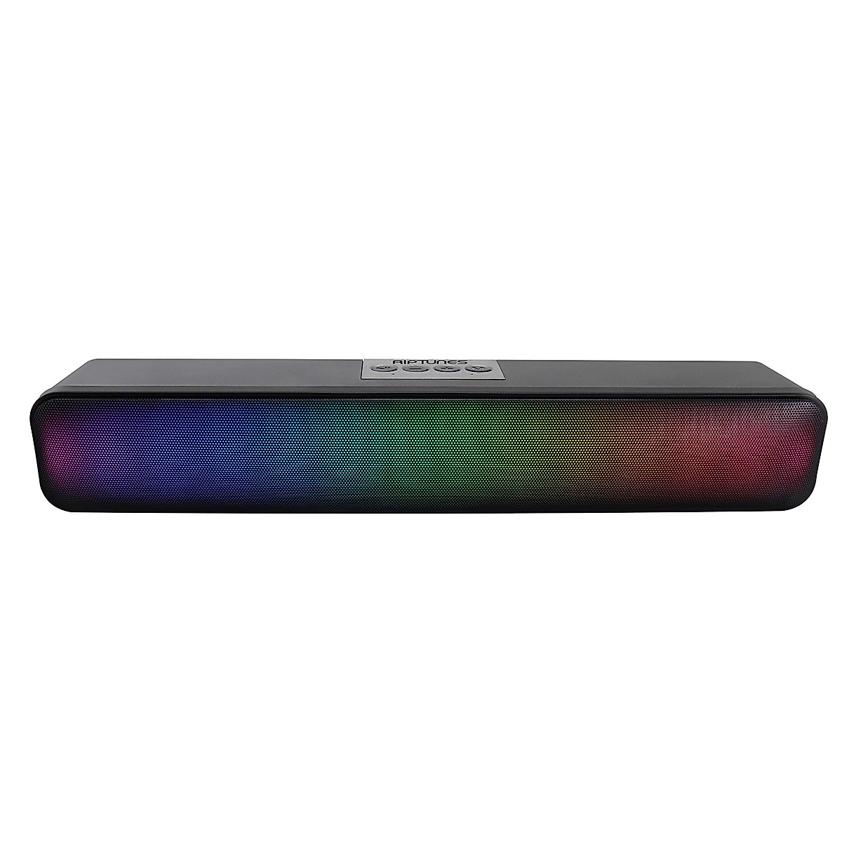 Riptunes Portable Bluetooth Sound Bar with 6 Changing LED Lights, Built-in Mic, Dynamic RGB Stereo Speaker for Desktop/Laptop/Phone/TV, Compatible w/USB/Micro-SD/AUX Line-in - Black