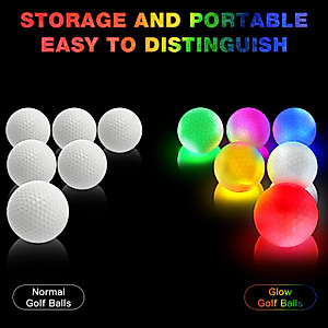 Glow in The Dark Golf Balls, Night Glowing Long Distance LED Golf Ball Colored, Golf Sports Games for Men Women and Children (6 Colors)