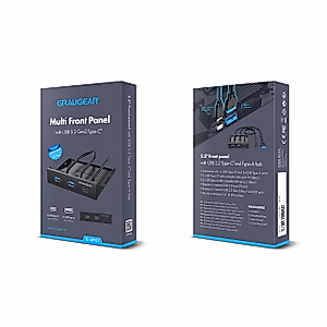 GRAUGEAR 3.5 Inch Front Panel USB Hub, Internal USB Hub with 20Gbps USB3.2 Gen2 USB-C and USB 3.0 Ports, USB3.2 Type-E Key-A 20-Pin Header & USB3.0 Header Required, Fits 3.5" PC Computer Case [G-MP01]