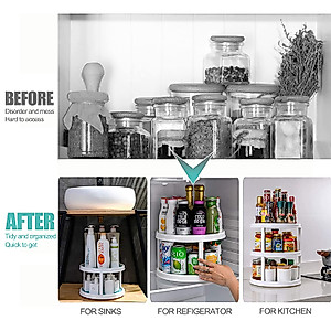 12 inch Diameter Turnable Lazy Susan Spice Rack Organizer for Large Cabinet, Kitchen Dining Table Refrigerator Bathroom Organization (Gray)