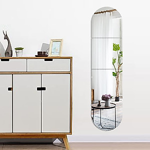 Full Body Length Mirrors for Walls, 12x12 4pcs Acrylic Plexiglass Wall-Mounted Stick On Frameless Square Makeup Large Long Mirror Home Workout Gym Hallway Mirror Dorm Floor Tile Self Adhesive