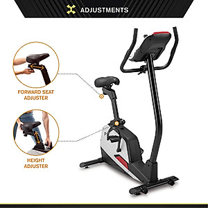 CIRCUIT FITNESS Circuit Fitness Magnetic Upright Exercise Bike with 15 Workout Presets, 300 lbs Capacity AMZ-594U