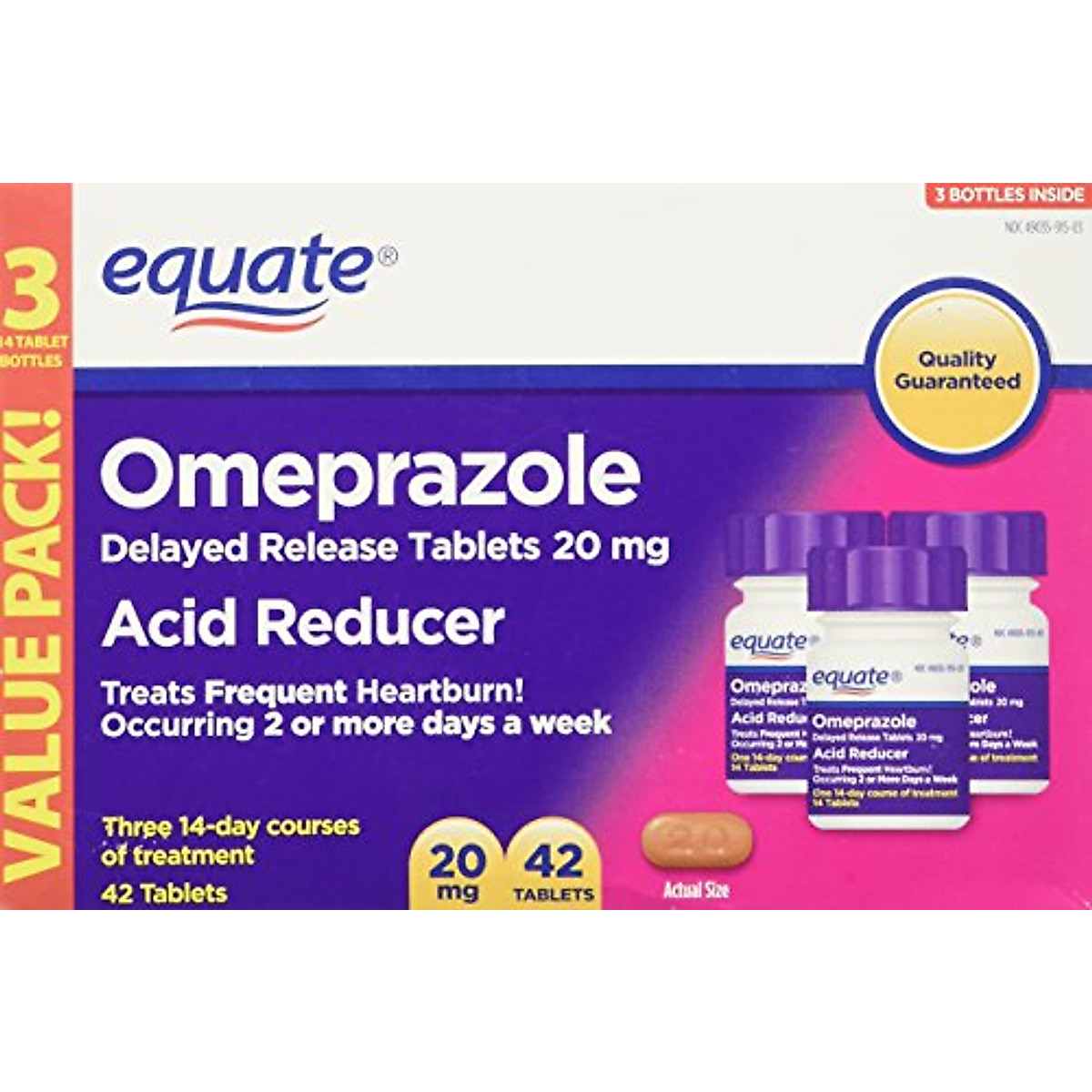 Equate Omeprazole 20 Milligram, Acid Reducer, Delayed Release, 42 Tablets