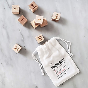 Foodie Dice® No. 1 Seasonal Dinners (pouch) - Classic Edition // Laser engraved wood dice for cooking inspiration/Foodie gift, Christmas gift, Stocking Stuffer, gifts for women