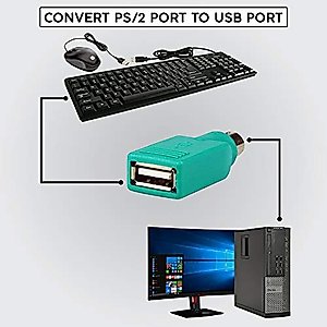 2-Pack RocketBus USB to PS/2 PS2 Adapter for Newer New USB Mouse or Keyboard to Older Old Legacy Computer PS/2 Port