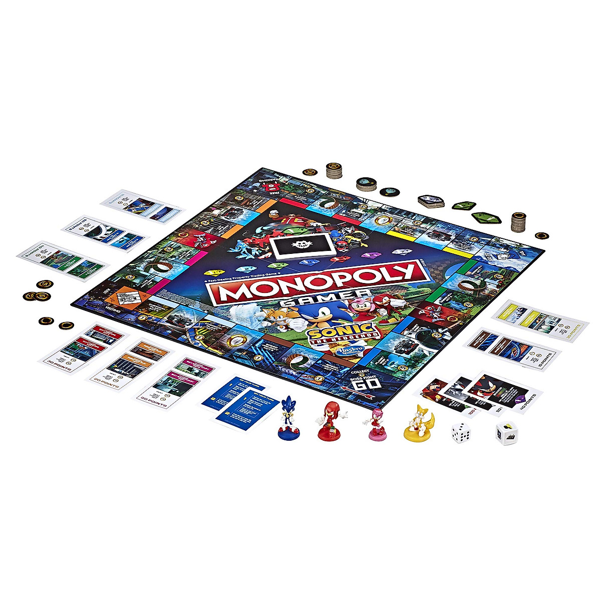 Monopoly Gamer Sonic The Hedgehog Edition Board Game for Kids Ages 8 & Up; Sonic Video Gamer Themed Board Game