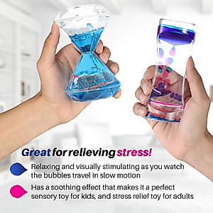 Sensory Toys Liquid Motion Timer Bubbler 3 Set - Best Fidget Toys for Kids Adults for Stress and Anxiety Relief, Calming Tool for Autism Children, Stocking Stuffers Kids Toddlers