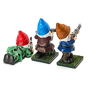 Military Soldier Garden Gnomes | Set of 3 | Gnome Army Combat Soldier Guardian - Lawn Statues Guns , Porch & Yard Art Decor, Hunting, Patriotic, AK47, Gun, Shotgun Lover, Indoor & Outdoor Valentines