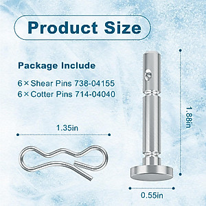 Snow Blower Shear Pins 738-04155 and Cotter Pins 714-04040 Compatible with Craftsman,MTD,Cub Cadet,Troy-Bilt,Yard-Man Snow Blower Fit for 900 Series Two-Stage Snow Thrower Models 2007 and After-6 Pack