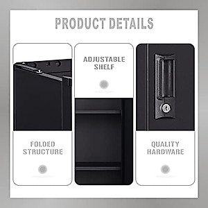 LUCYPAL Metal Storage Cabinet with 2 Adjustable Shelves,Locking Steel Cabinets with Doors,Office Storage Cabinet for Home Office,Garage,Black