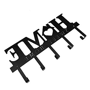 YGFRSTO Metal Key Holder Sweet Home Coat Hooks Organizer Wall Mounted Key Rack with 5 Key Hooks Wall Hanger Decor for Entryway Front Door Kitchen Hallway Garage House Design