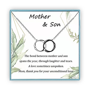 Sereney Mother Son Necklace 925 Sterling Silver as Gifts from Son, Mom Necklace as Mom Birthday Gifts, Mother and Son Necklace as Gifts for Mom, Mom Son Jewelry Gifts