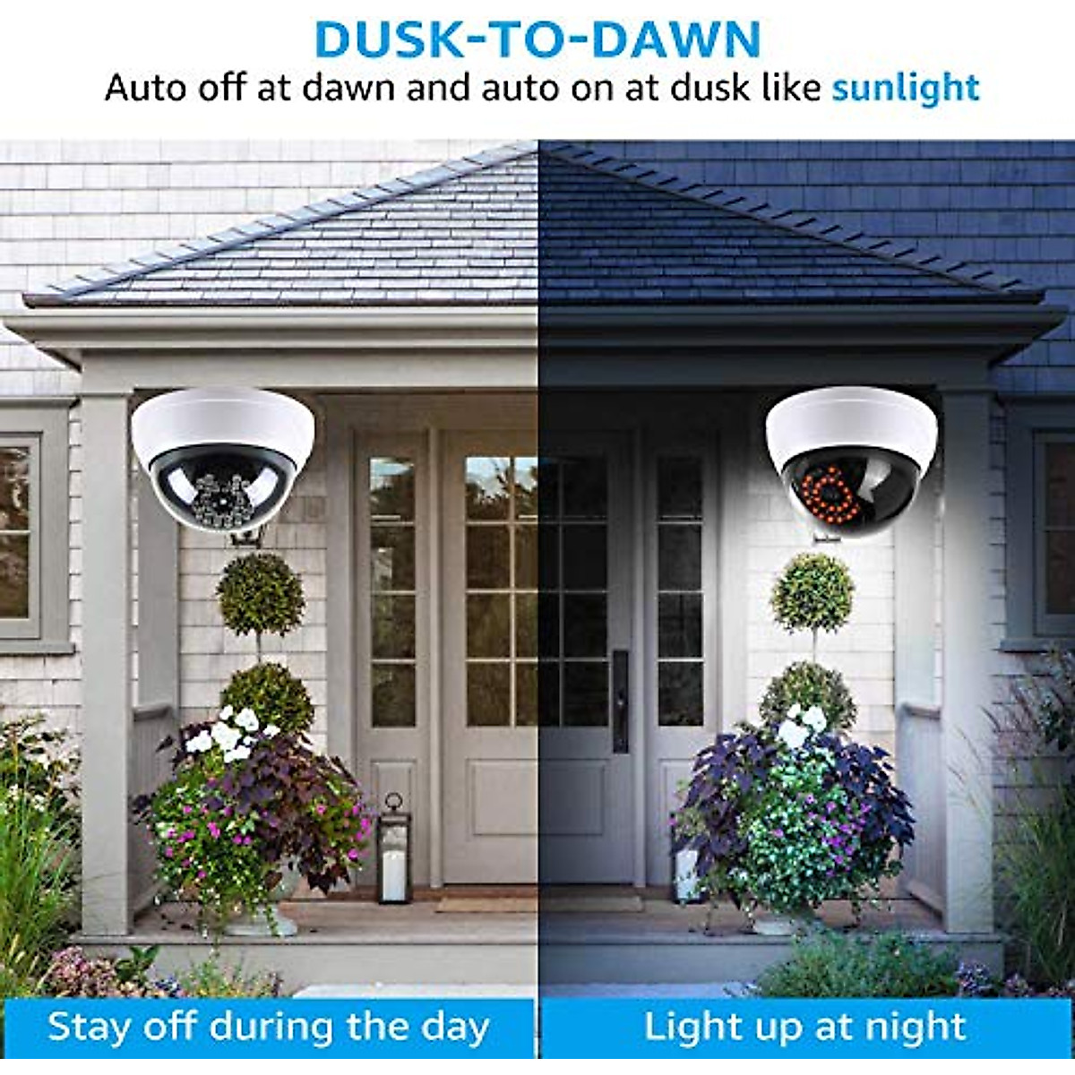INKECI Simulated Surveillance Cameras, Dummy Security Camera, Fake Cameras CCTV Surveillance Systemwith Realistic Simulated LEDs,for Home Security Warning Sticker Outdoor/Indoor Use (2pack)