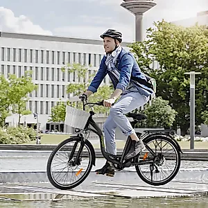 PEXMOR Electric Bike for Adults, 350W (Peak 500W) City Commuter Ebike w/36V 12.5AH Removable Battery, 26" Cruiser Electric Bicycle 6-Speed | Dual Shock Absorber, Complies to UL2849