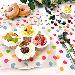 ZZJ 150 Spring Wax Paper Sheets Deli Wraps Tray&Basket Liner Deli Paper Polka Dot Printed Wax Paper Baking Paper Parchment Paper Greaseproof for Food 25 * 22cm (Colorful)