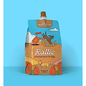 Rallie Peanut Butter Enhanced Water Supplement for Dogs - Includes Collagen for Skin & Coat, Glucosamine for Hip & Joint Support, as Well as Electrolytes for Superior Hydration Pack of 12