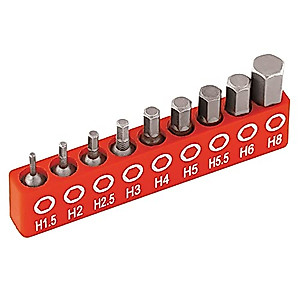 Hex Bit Set Metric 9PC With Rail - Allen Wrench Bit Set 1.5mm - 8mm - Perfect for Automotive, Bike, Bicycle, Appliance Repair - Ram Pro
