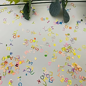 4000 Pcs 6mm Alphabet Letter Glitter Holographic PVC Confetti for Handicrafts, Nail Art, Card DIY, Wedding Bridal Shower Birthday Valentines Party Decorations (Holographic Mixed)
