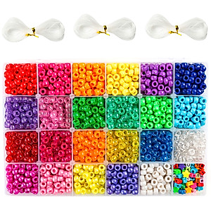 Pony Beads, 3,300 pcs 9mm Pony Beads Set in 23 Colors with Letter Beads, Star Beads and Elastic String for Bracelet Jewelry Making by INSCRAFT