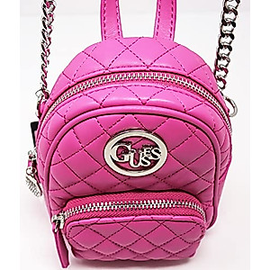 GUESS Factory Women's Evan Pink Quilted Mini Backpack Style Crossbody Handbag Purse