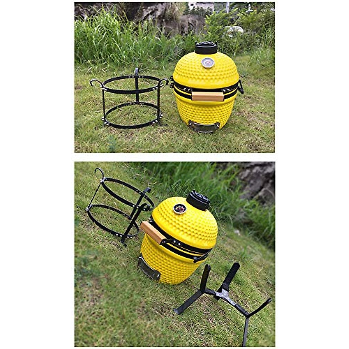 RJMOLU Smoker BBQ Grill for Charcoal and Kettle Barbecues, Outdoor Kitchen Style Egg Ceramic BBQ Grill for Picnic Garden Terrace Camping Travel, Suitable for 3-5 People, 13"