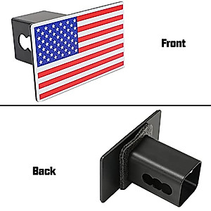 Winunite 2" Trailer Hitch Cover with Locking Pin for Rear Tow Receiver Classic USA American Flag Hitch Receiver Cover for Trucks Cars