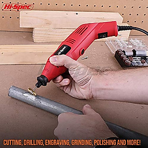 Hi-Spec Compact Corded Rotary Tool with 121pc Dremel Compatible Bit Accessories, Multi-Purpose 130W Power Rotary Tool Kit for Sanding, Polishing, Drilling, Etching, Engraving, DIY Crafts, Grinding