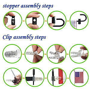 Garden Flag Rubber Stoppers and Tiger Anti-Wind Clips Accessories for Garden Flag Stand-Holder-Pole Keep Your Flags from Flying Away in High Winds (4 Pack)