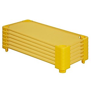 ECR4Kids Stackable Kiddie Cot, Standard Size, Classroom Furniture, Ready-To-Assemble, Yellow, 6-Pack