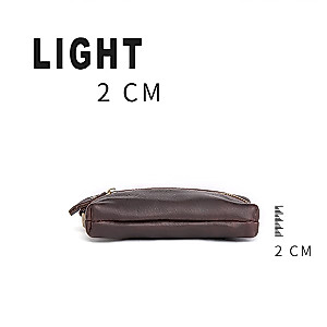 Leather Key Case Wallet, Key Holder Wallet Coin Purse, Genuine Leather Car Smart Key Chain Metal Hook and Keyring Zipper Coin Wallet for Men Women Brown