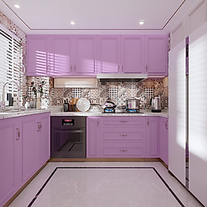 VIOPVERY Contact Paper 15.7"x393" Solid Light Purple Wallpaper Peel and Stick Wall Paper Waterproof Easily Removable Self-Adhesive Film Wall Covering for Kitchen Countertop and Cabinet Shelf