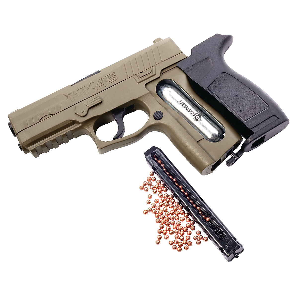 Crosman MK45 CO2-Powered Semi-Auto BB Air Pistol, Earth/Black