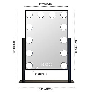 Impressions Vanity Hollywood Tri-Tone XL Makeup Mirror with 12 LED Bulbs, Dressing Mirror with 360 Degree Swivel (White)