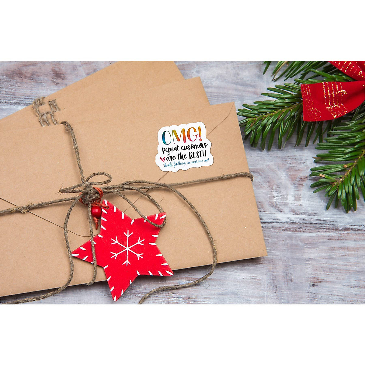 Calyders 500 PCS Cute Small Business Thank You Stickers, Repeat Customers are My Favorite Business Stickers, Packaging Stickers, Mail Envelopes Shipping Stickers for Online Retailers Small Business