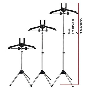 Luumerser Foldable Garment & Clothes Drying Rack,Adjustable Height,Handheld Hanging Ironing Machine Hanger Steam Ironing Machine Accessories Bracket (Black)