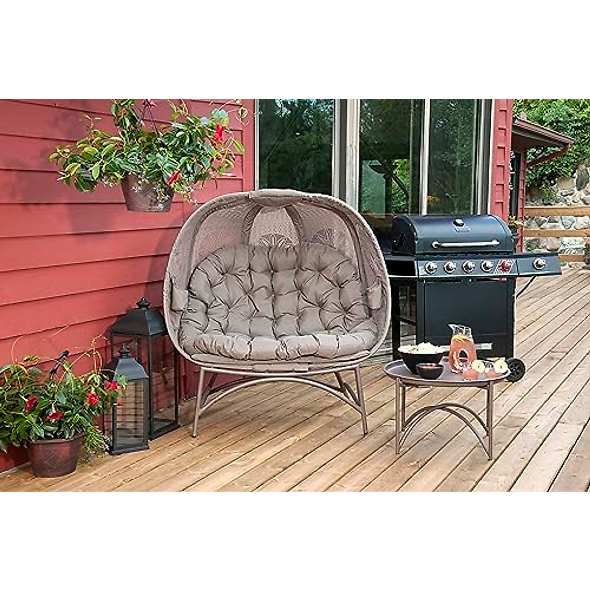 Flowerhouse Cozy 4-Legged Metal Outdoor Pumpkin Lounge Chair Dreamcatcher Sand