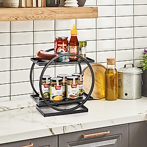 WRINGKIT 2 Tier Bathroom Counter Organizer, Countertop Bathroom Organizer, High-Capacity Iron Perfume Cosmetics Storage Display Rack, Black Skincare Dresser Make Up Holder for Bathroom